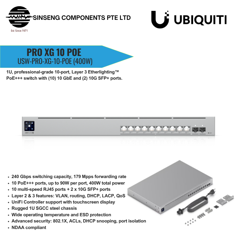 Ubiquiti UniFi Pro XG 10 PoE USW-Pro-XG-10-PoE | 10-Port 10G PoE++ ...