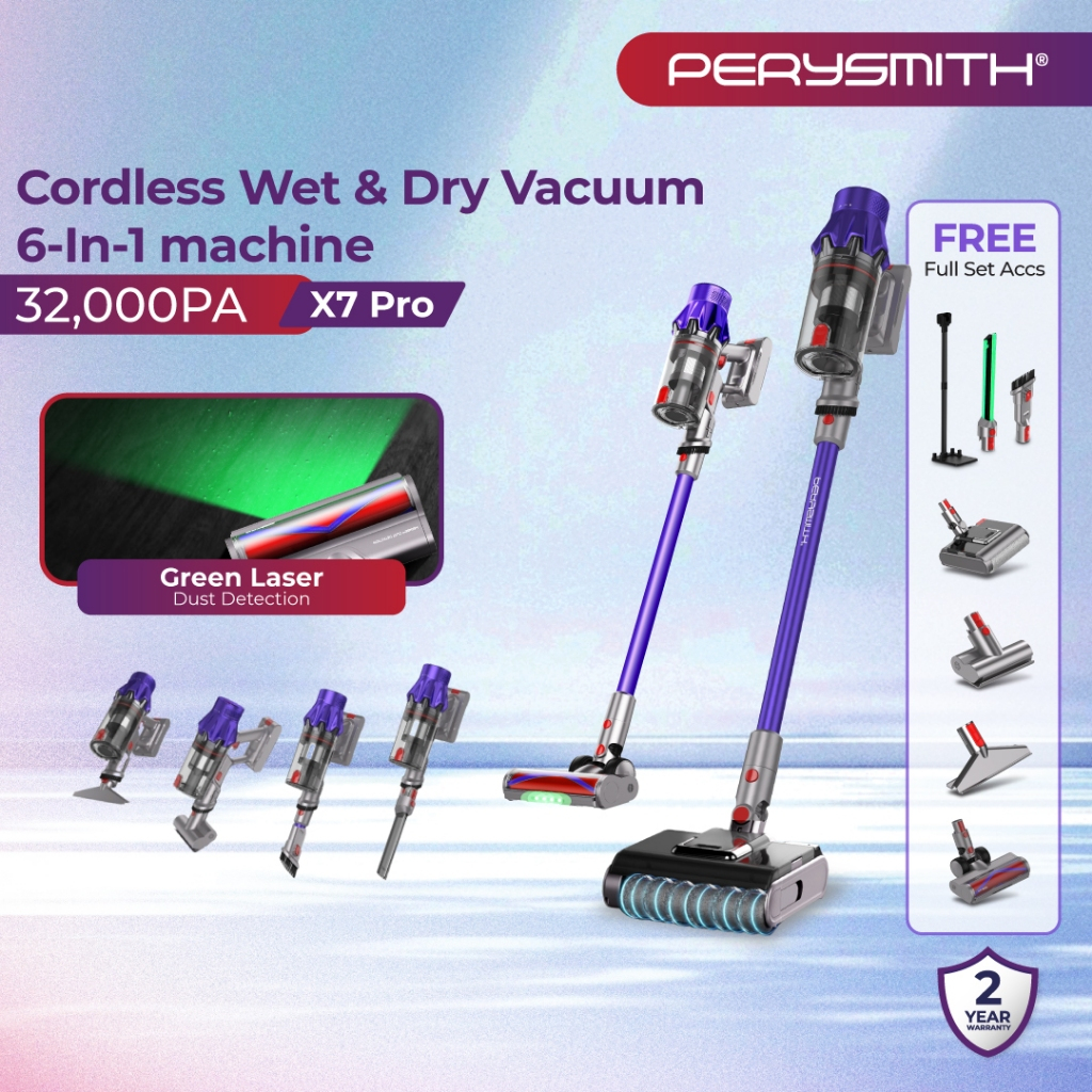 PerySmith X7 Pro Cordless Wet & Dry Vacuum | All in one machine | 48 ...