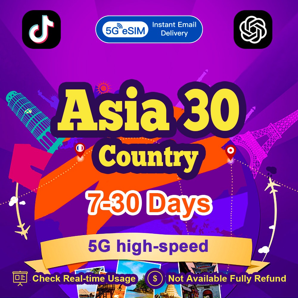 Asia 30 countries eSIM 1-30 days 2GB-30GB 5G High speed Data Asia eSIM Card | Shopee Singapore