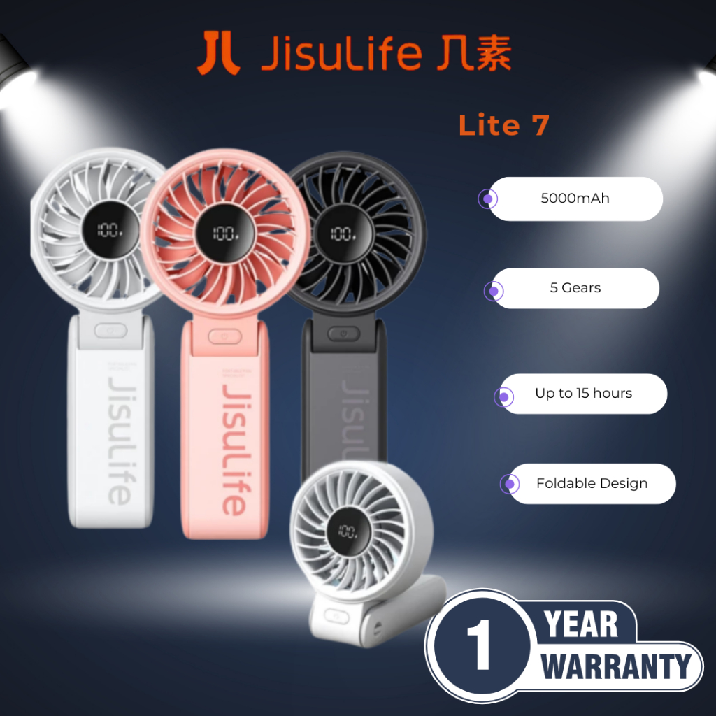 JISULIFE Life 7 Life 5 Plus Portable Handheld Fan Mini Strong Wind 5 ...