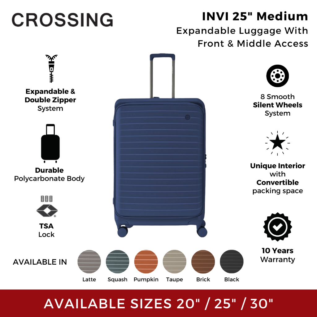 CROSSING INVI 25" Medium Expandable Luggage With Front & Middle Access ...