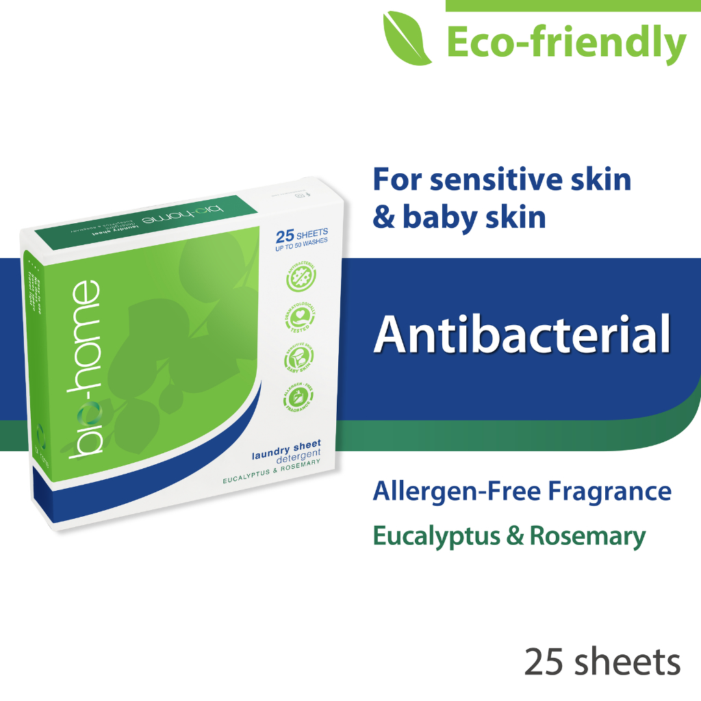 bio-home Laundry Sheet Detergent 25 Sheets - Eucalyptus & Rosemary | Shopee Singapore