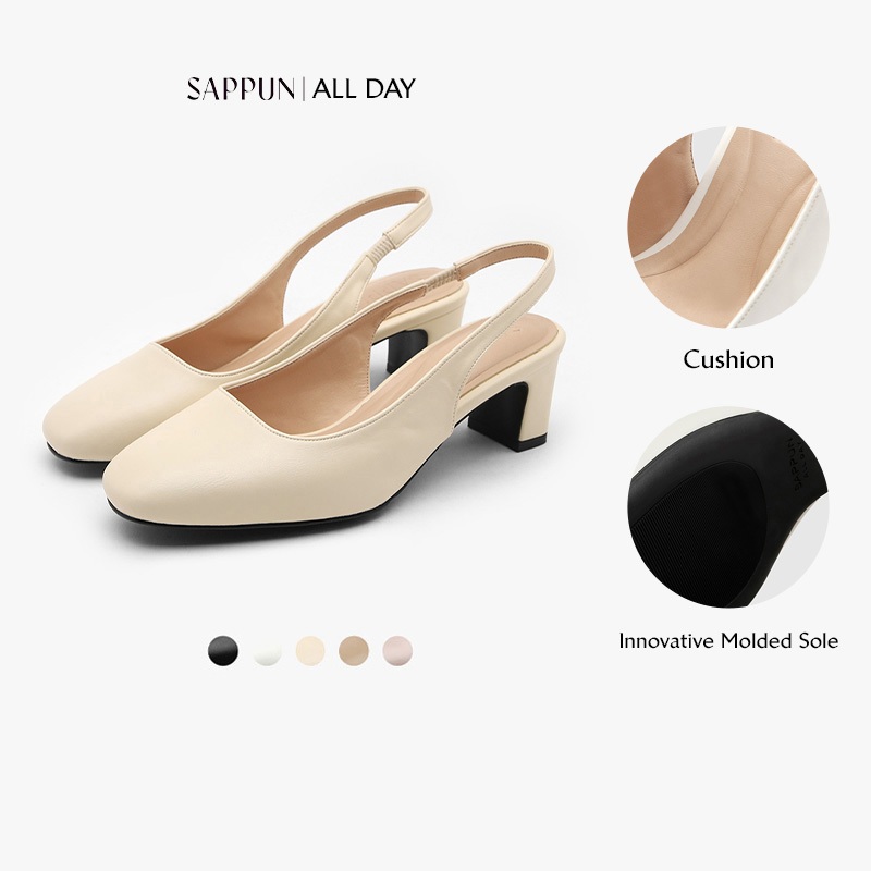 [SAPPUN] Phebre Square Slingback heels (2/5cm) 5 colors ALL DAY ...