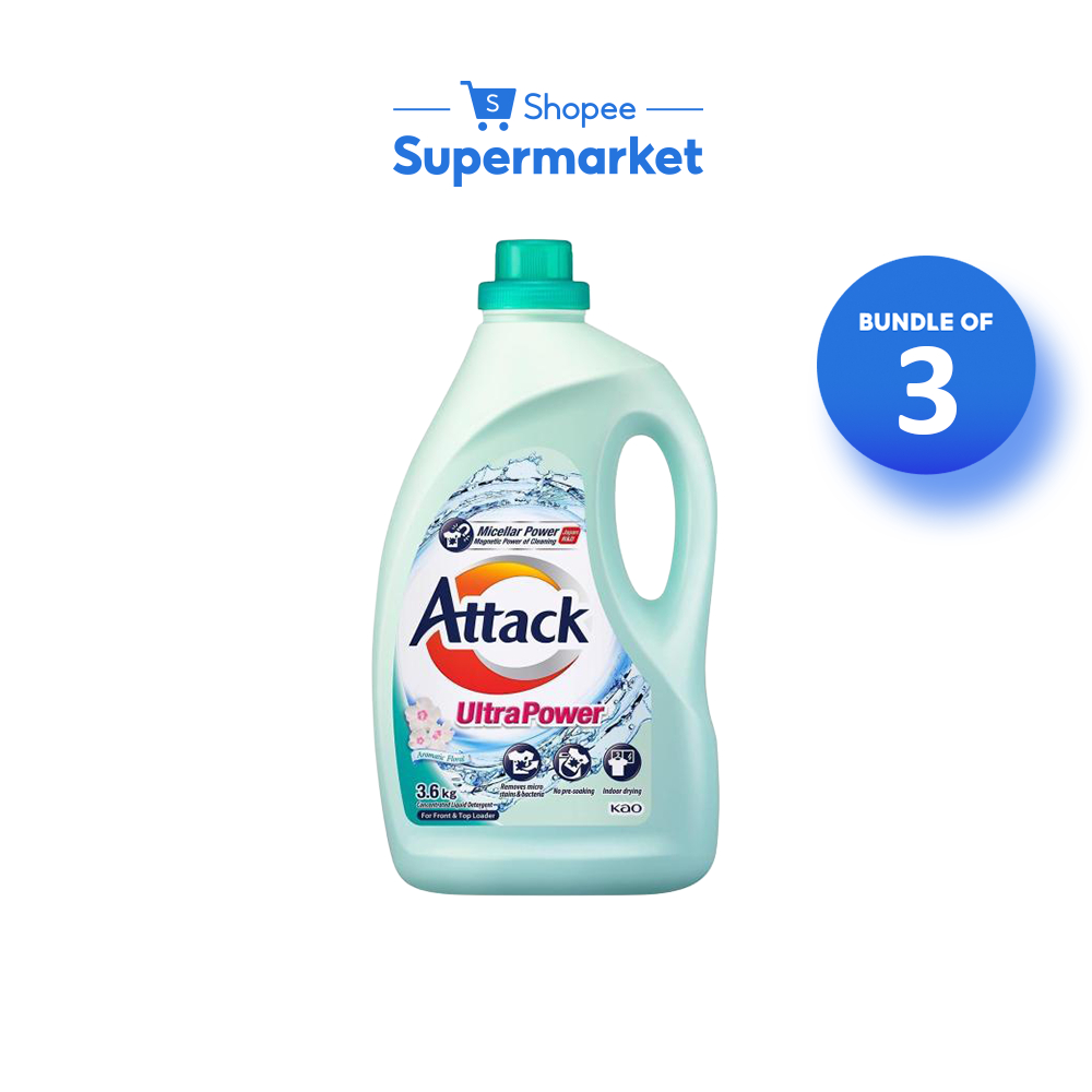 [Bundle of 3] Attack Liquid Detergent Ultra Power 3.6KG | Shopee Singapore