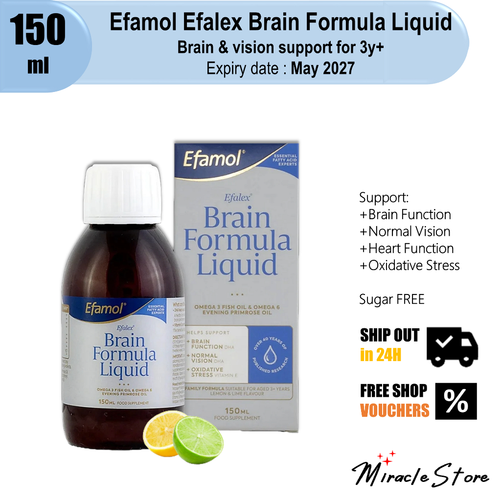 Efamol Brain Formula Liquid 150mL Kids Memory Brain Health High DHA ...
