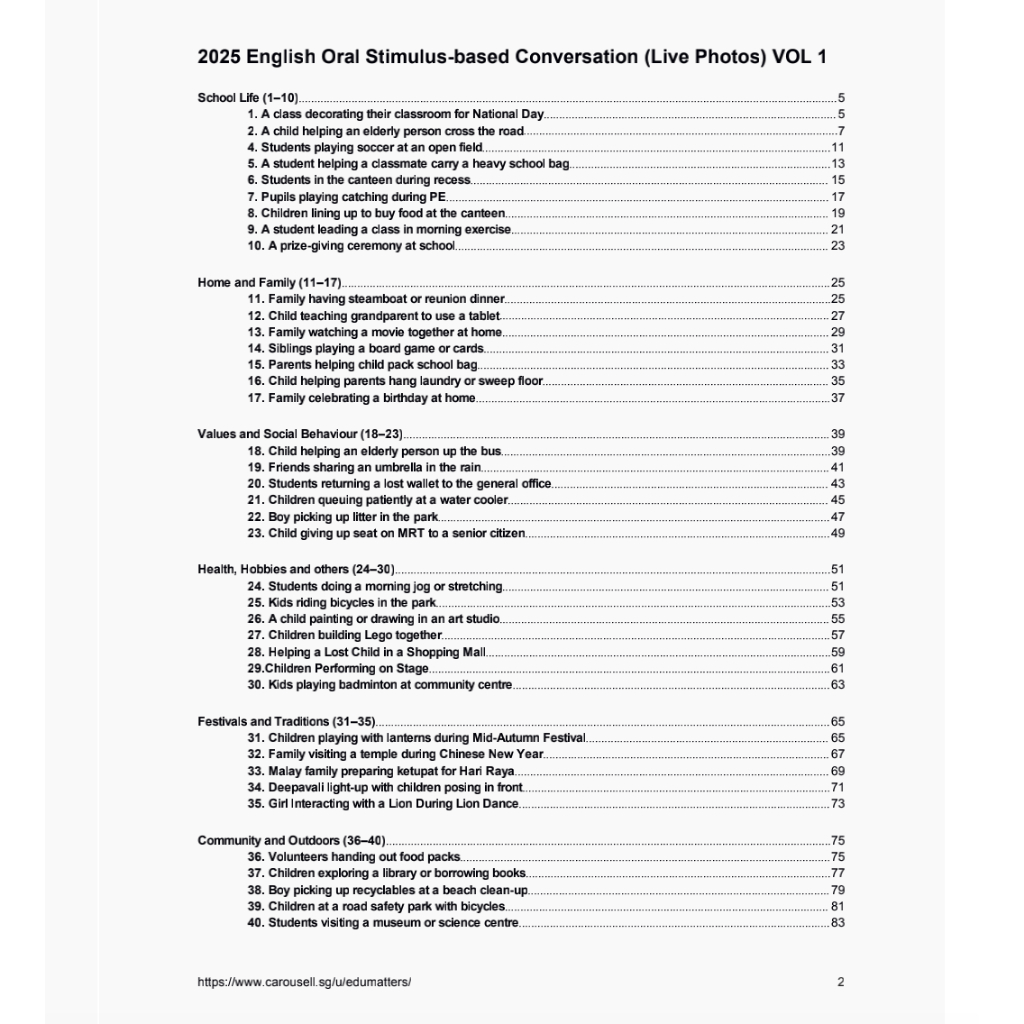 [NEW 2025 FORMAT] 40 Topics PSLE English Oral Stimulus-based ...