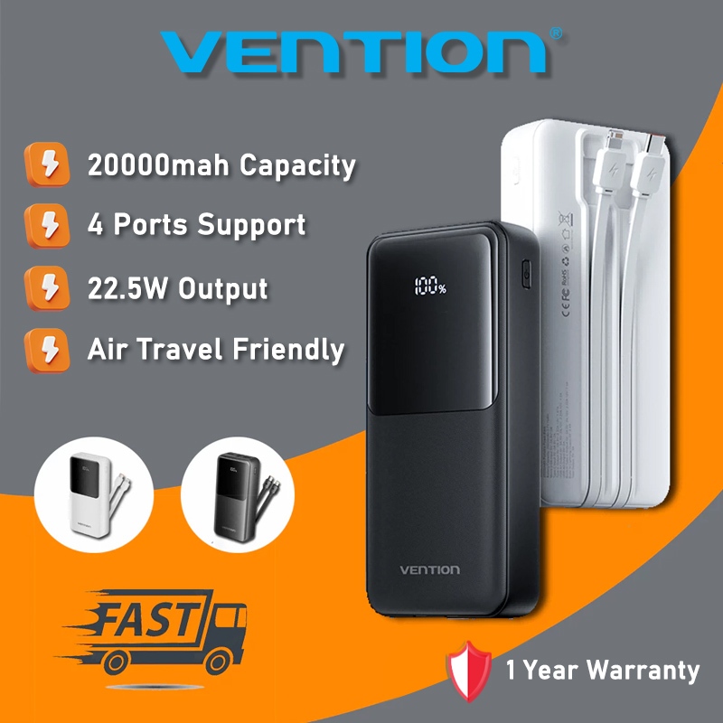Vention® 22.5W Fast Charging power bank 20000mAh Power Bank with Built ...