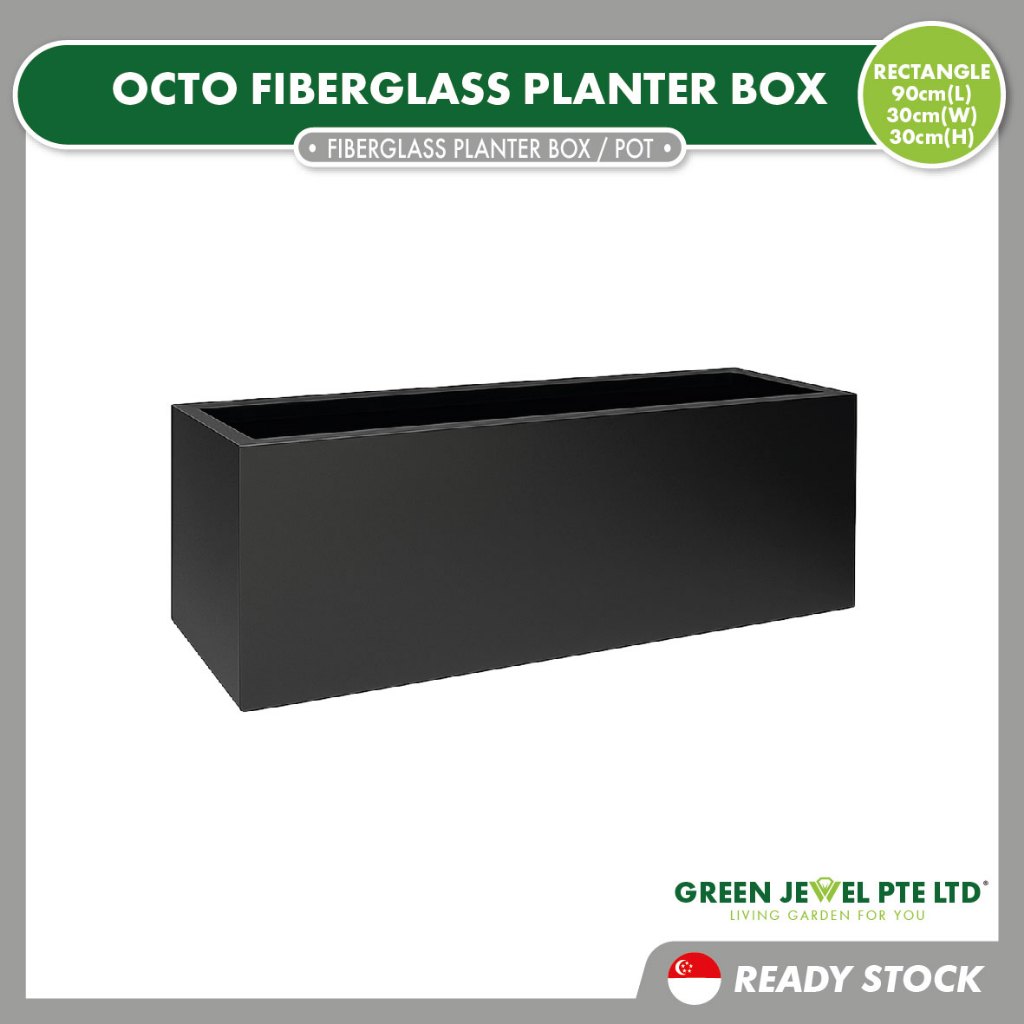 OCTO Fiberglass Planter Box, Rectangle (90cm L x 30cm W x 30cm H) - For ...