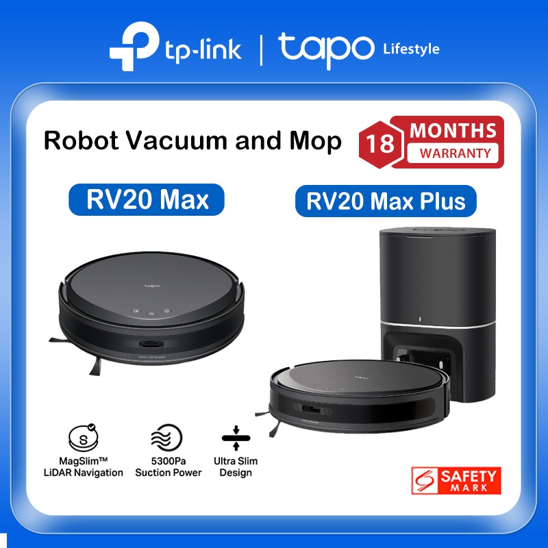 TP-Link Tapo RV20 Max / Max Plus Smart Robot Vacuum | LiDAR Nav | Auto ...