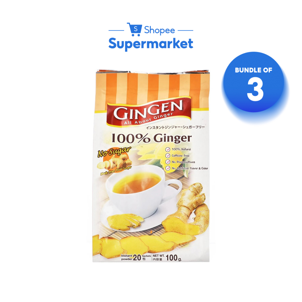 [Bundle of 3] GINGEN Instant Ginger Tea 100% Ginger (20x5g) | Shopee ...