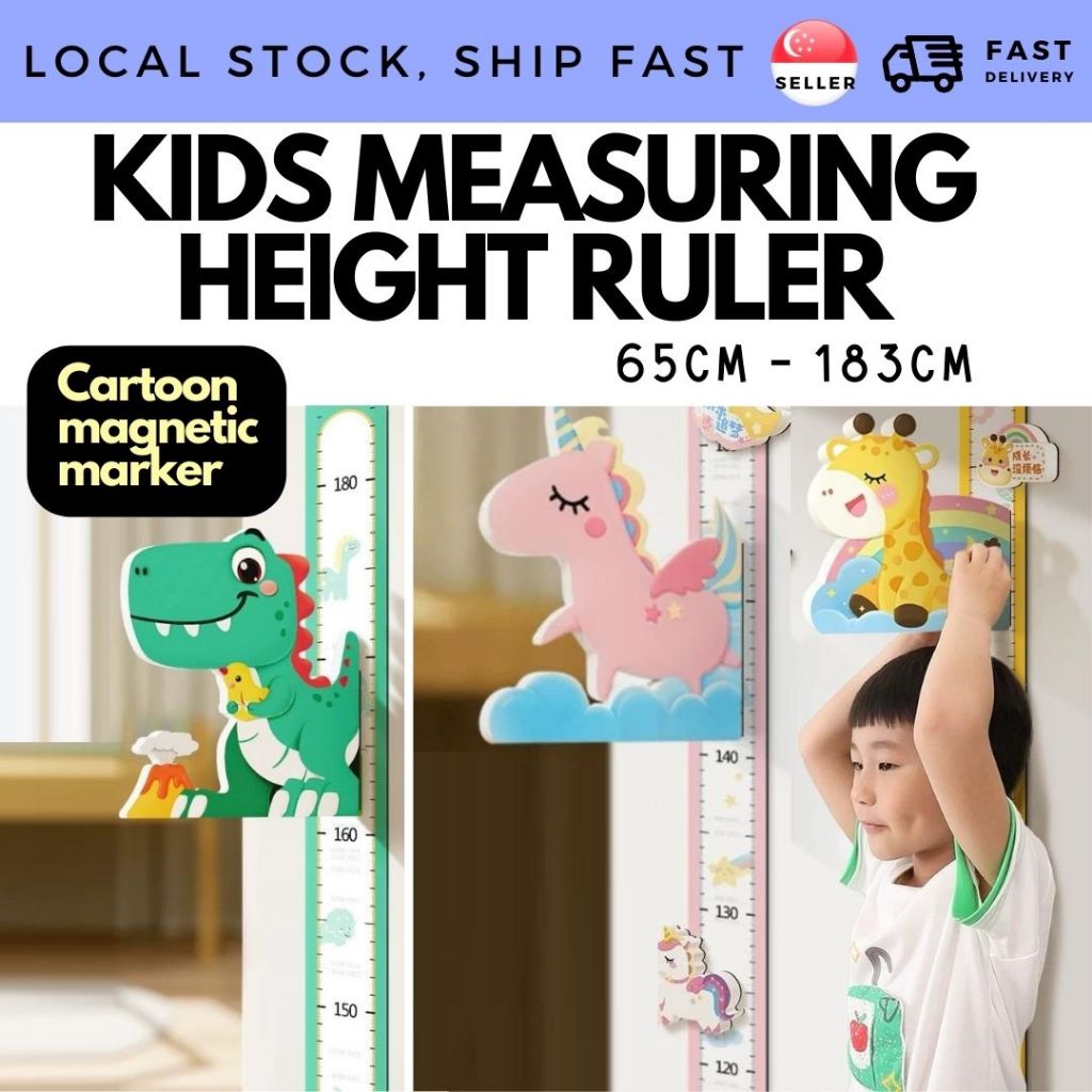 🇸🇬 Local Stock 🇸🇬 Kids Height Measuring Ruler Chart Sticker with 3D ...
