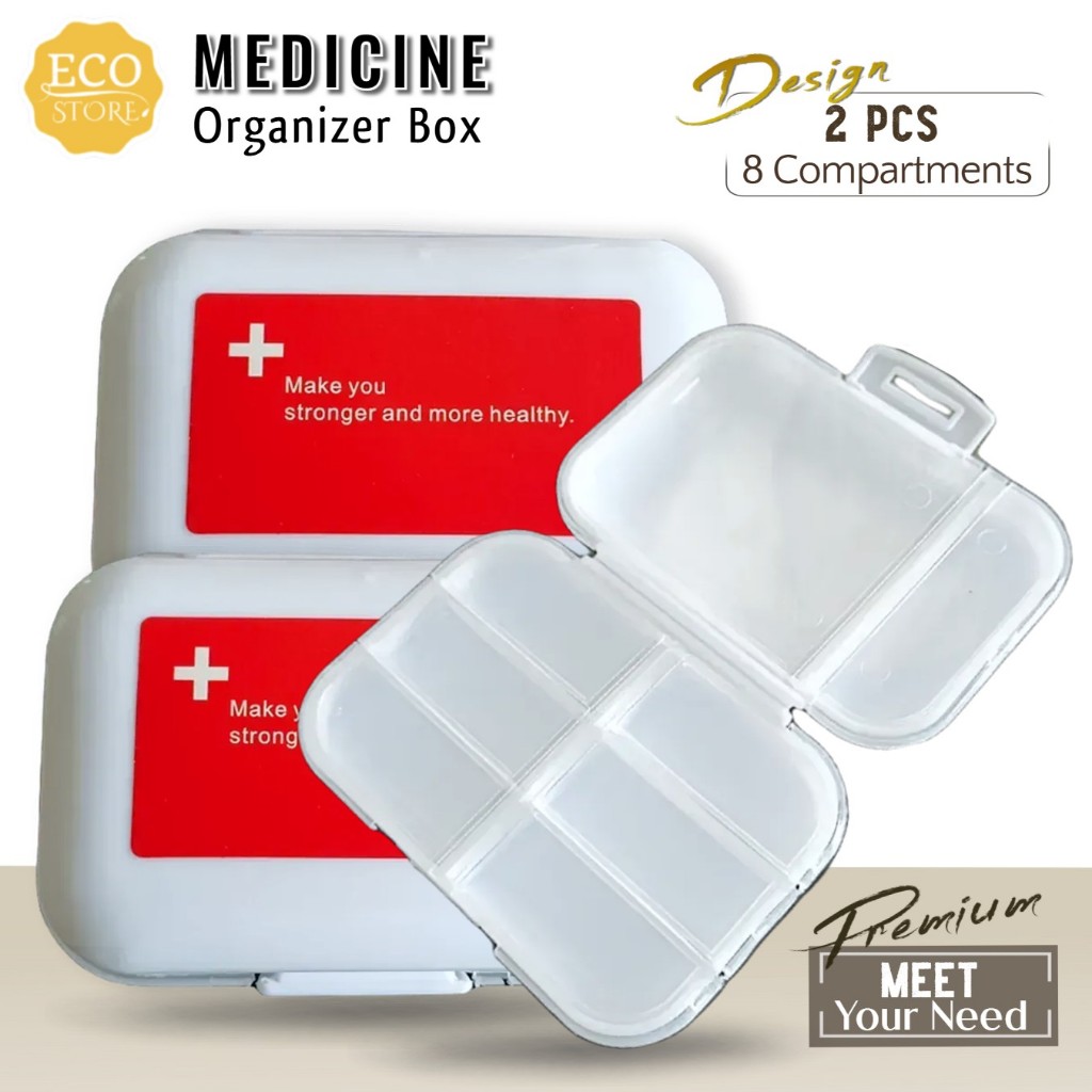 Eco-Store 2 Pcs of Medicine Box Pill Organizer (8 Compartments ...