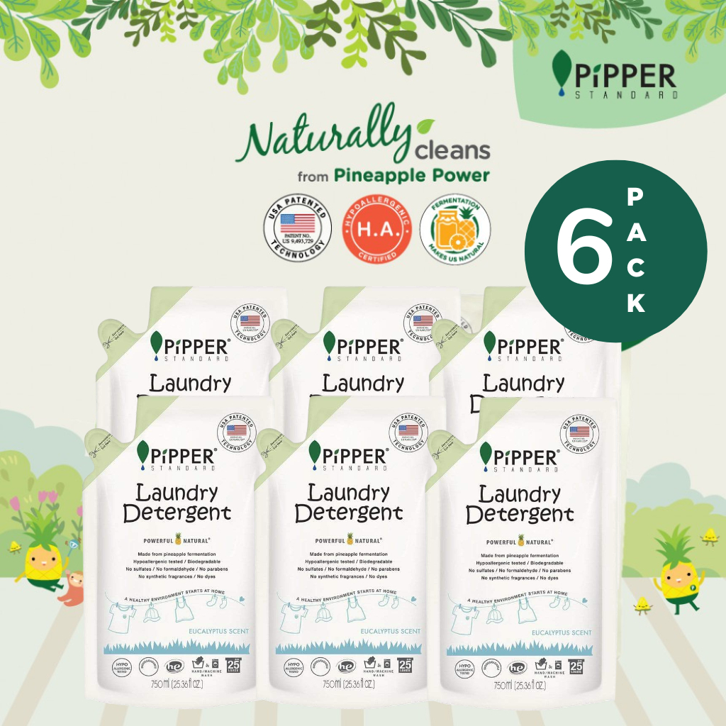 Pipper Standard Laundry Detergent Refill 750ml Bundle of 6 | Powerful ...