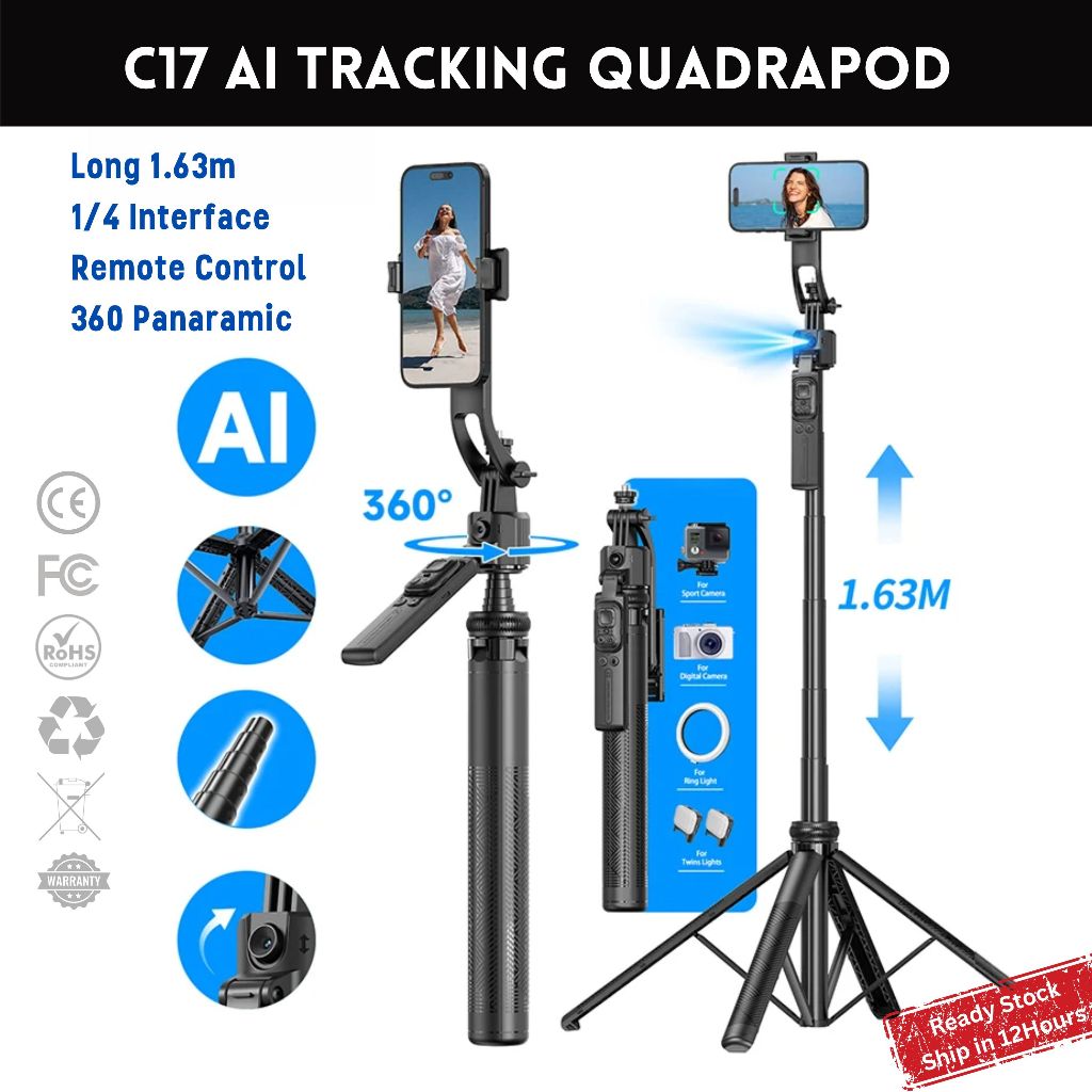 Face Tracking Gimbal stabilizer Quadrapod 360°rotation Selfie Stick ...