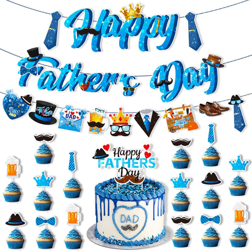 Father's Day Decoration Set – Happy Father's Day Banner, Balloons, Cake ...