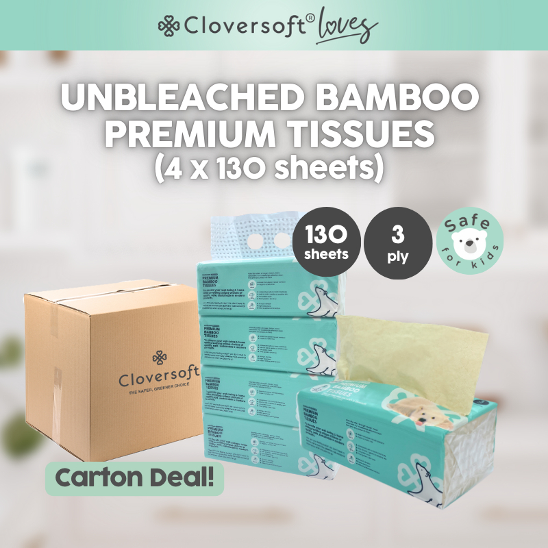 [Carton Deal] ️Cloversoft Loves Organic Unbleached Bamboo Facial Tissue ...