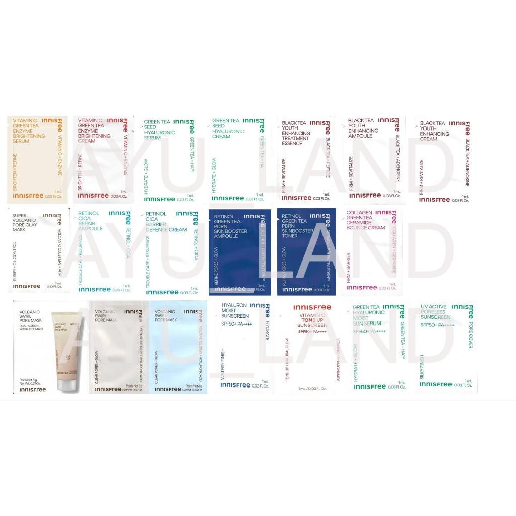 Innisfree sample 20pcs - green tea bija cica brightening black tea ...