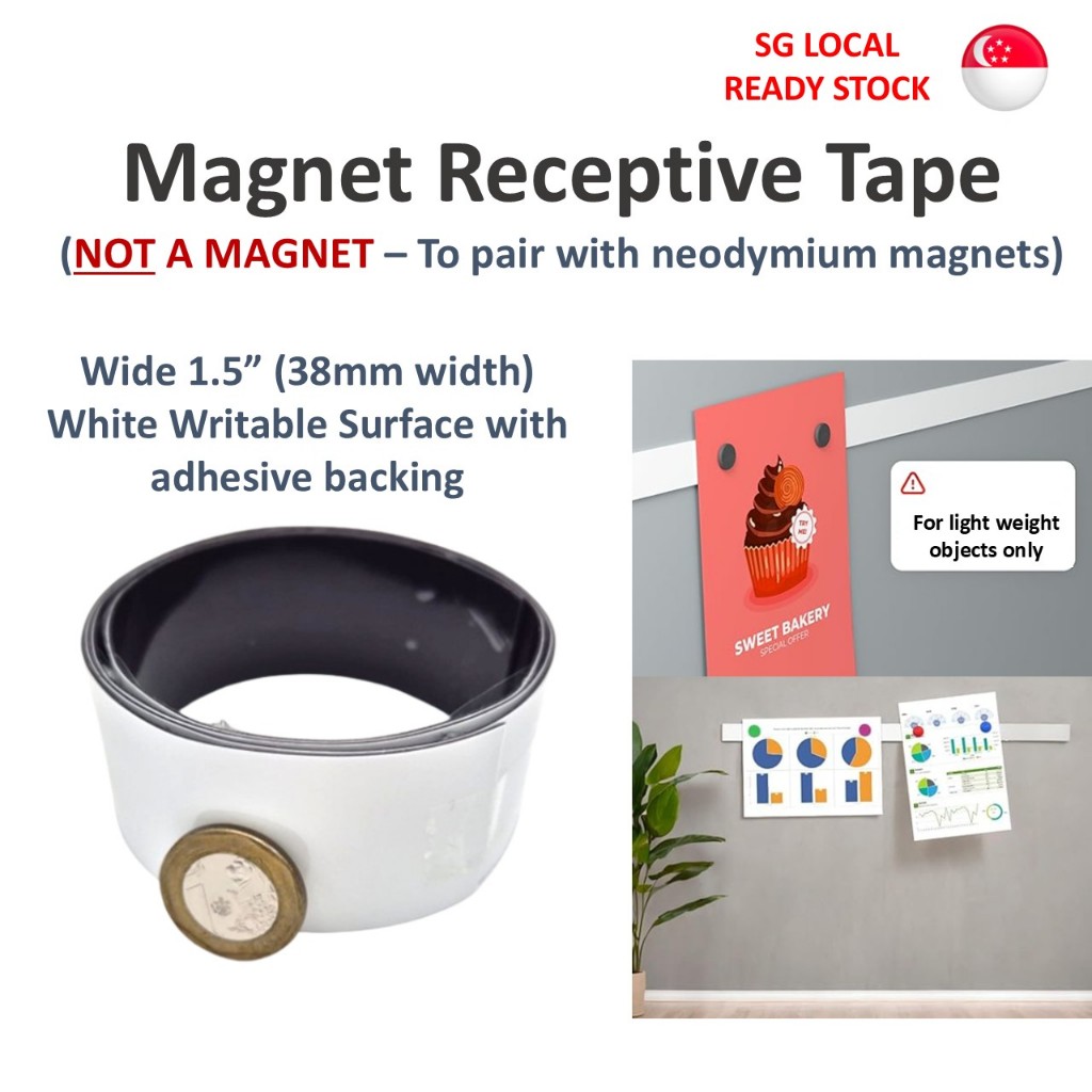 White Ferrous Strip - Magnet Receptive Rubber - Magnetic (NOT Magnet ...