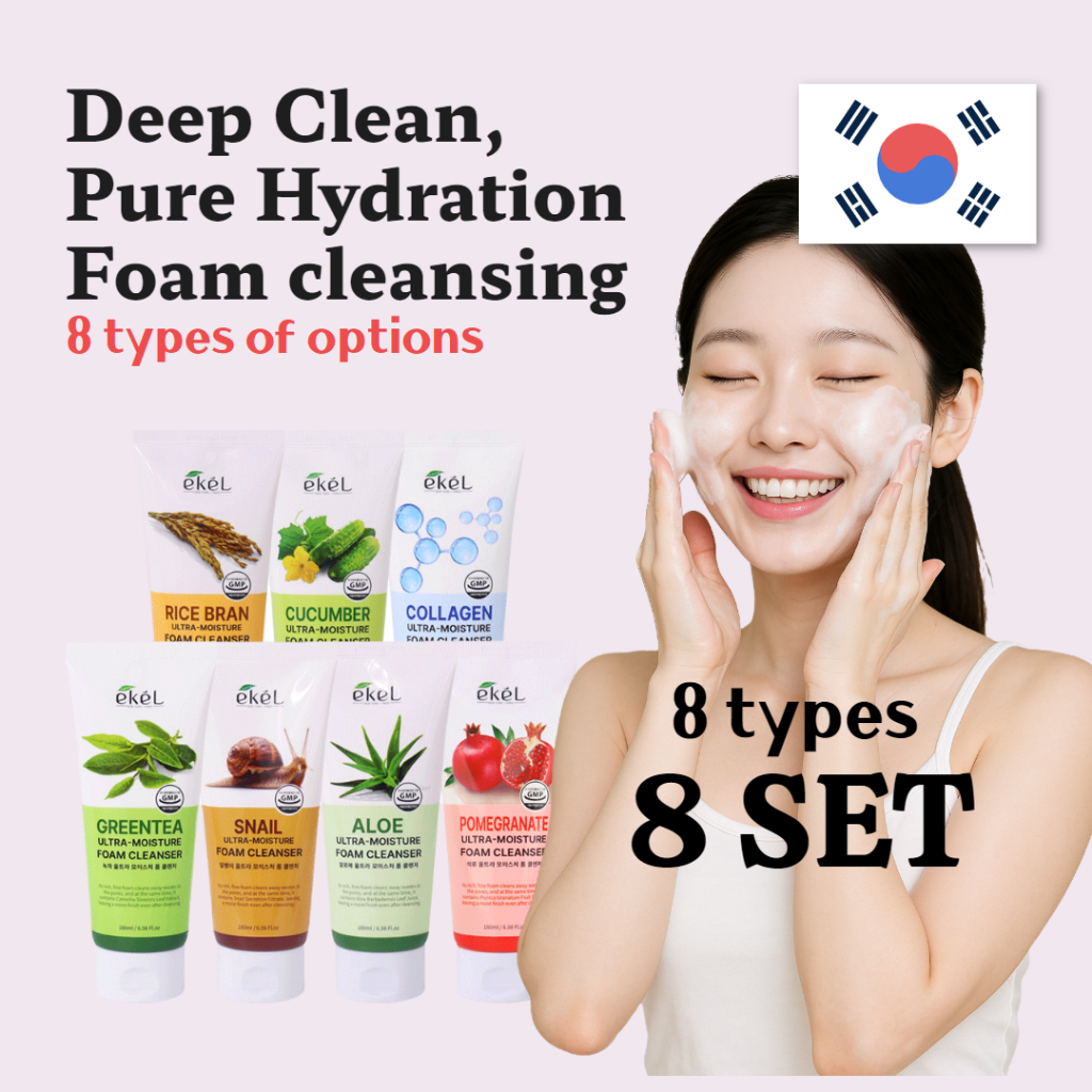 [EKEL] Ultra Moisture Foam Cleanser Full Set (8 Types x 100ml) | Deep Cleansing, Hydrating ...