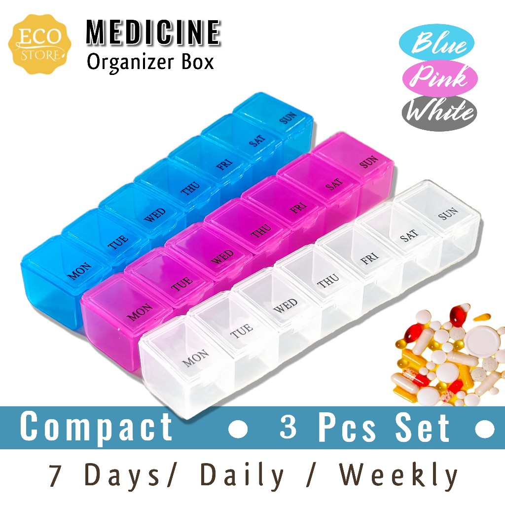Eco-Store [Bundle of 3/6] Medicine Box Pill Organizer (7 Compartments ...