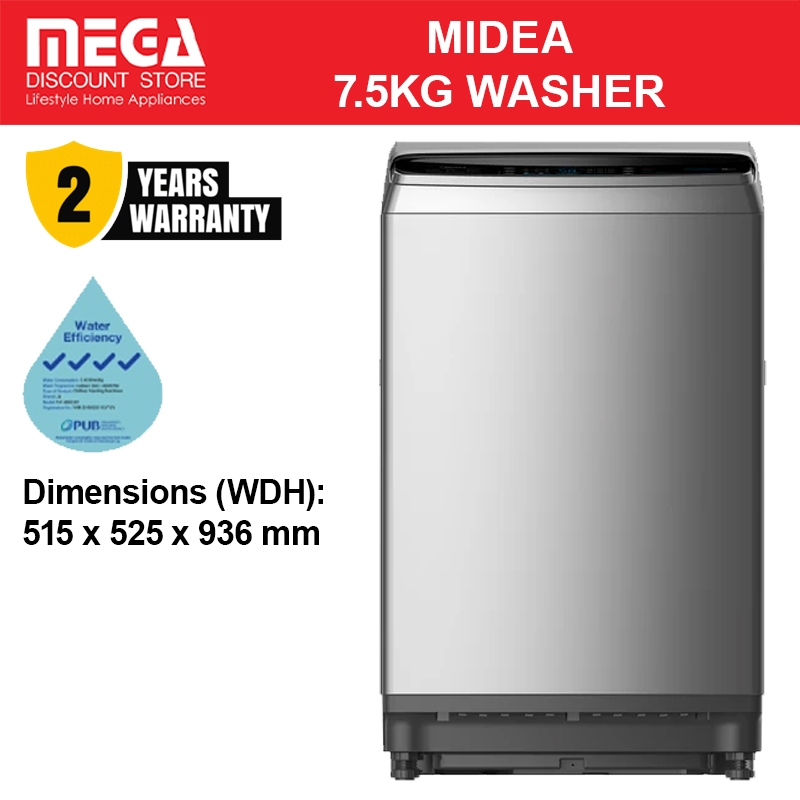 MIDEA MA200W75T 7.5KG TOP LOAD WASHER | 4 Ticks | Shopee Singapore