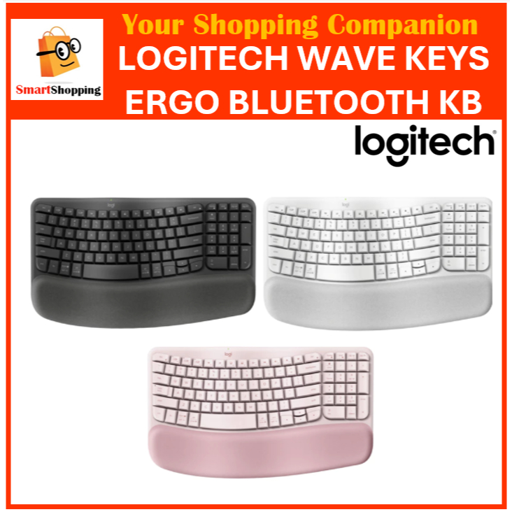 Logitech Wave Keys Ergonomic Wireless Bluetooth Keyboard Customizable ...
