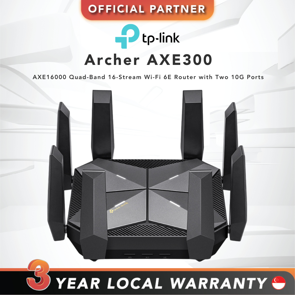 TP-Link Archer AXE300 | AXE16000 Quad-Band 16-Stream Wi-Fi 6E Router ...