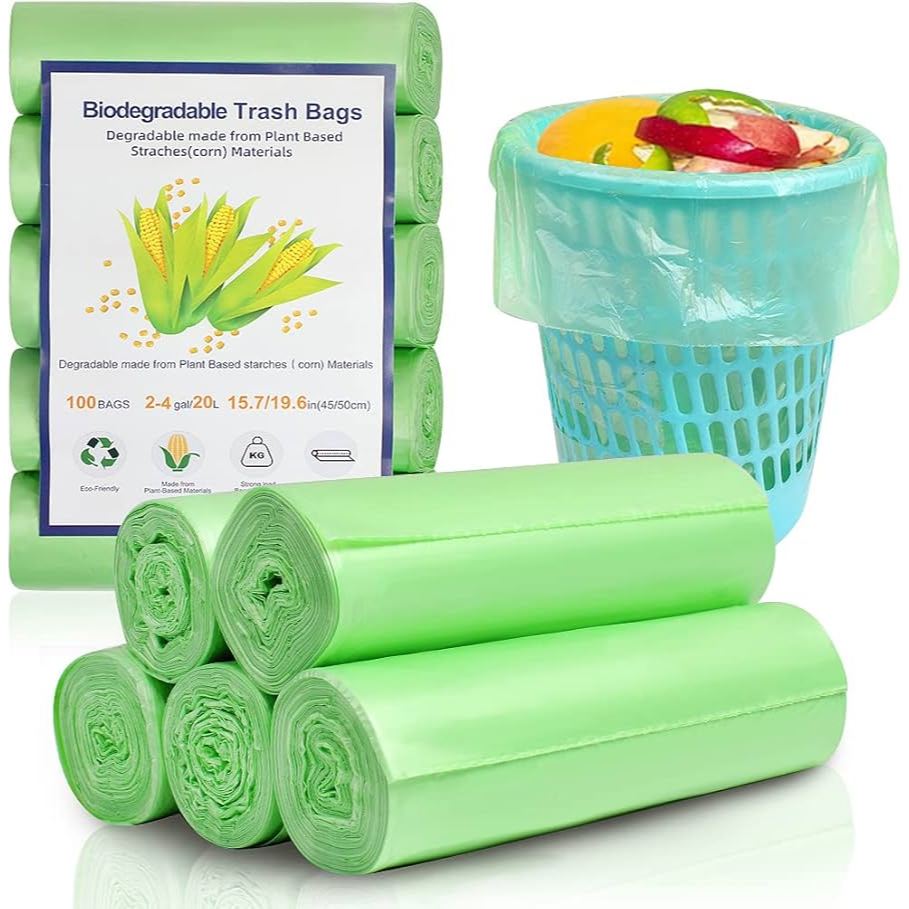 100pcs Biodegradable Bin Trash Bag 100% Compostable Eco-friendly ...