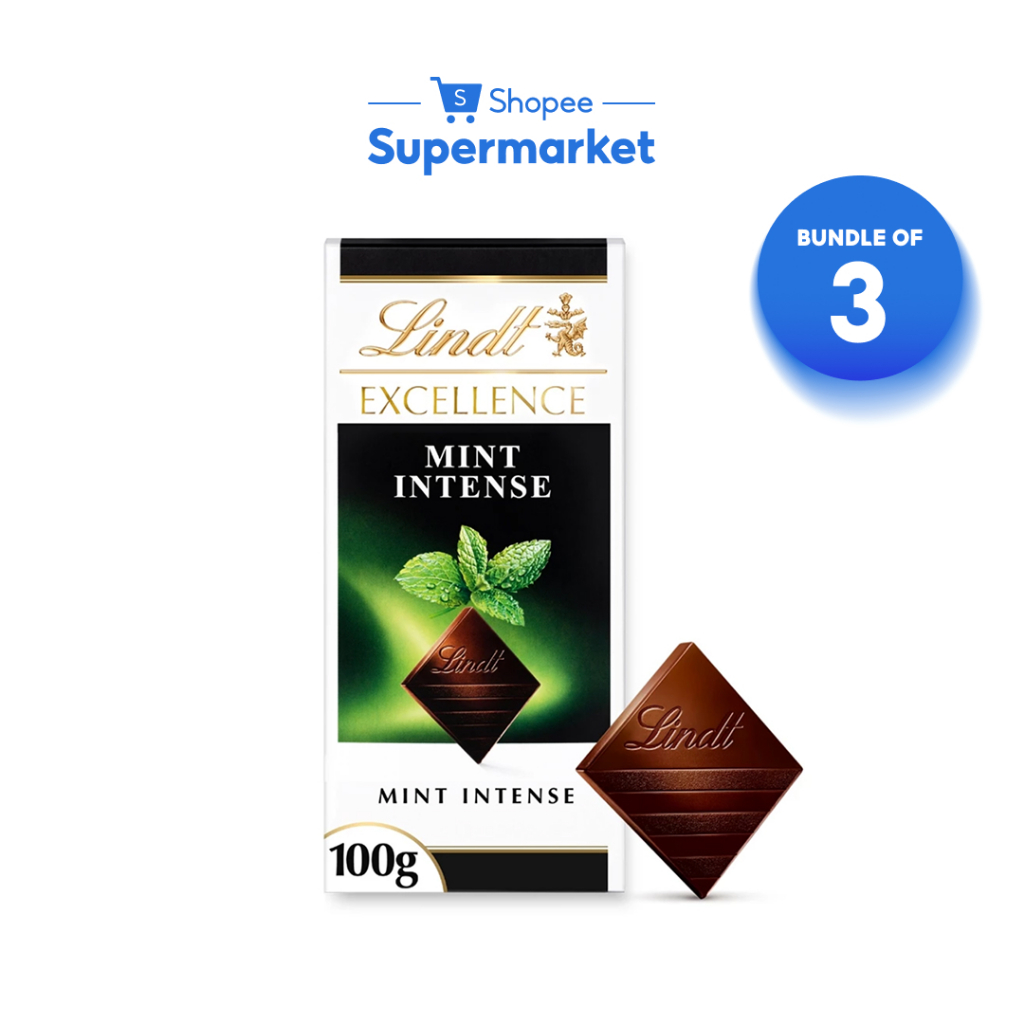 [Bundle of 3] Lindt Excellence Mint Intense Dark Chocolate Bar (100g ...