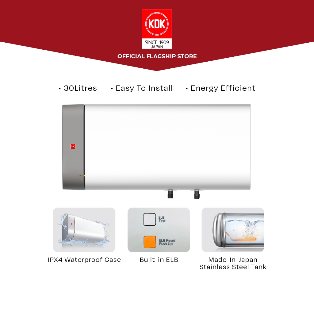 KDK Storage Water Heater RG30AHM1Long Lasting Durability Tank, 30L ...