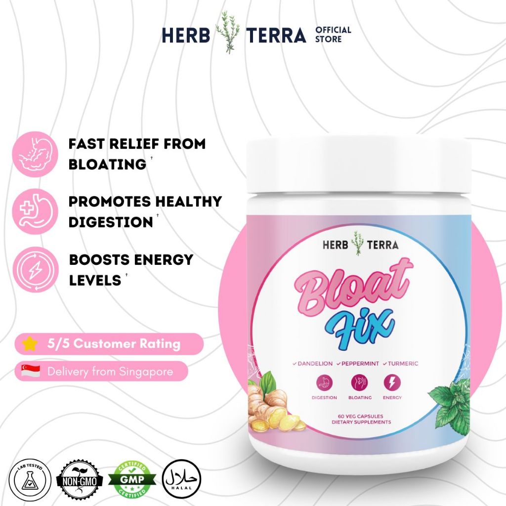 Herb Terra Bloat Fix Supplement | Natural Relief For Bloating, Gut Health, Detoxing, Gas and ...
