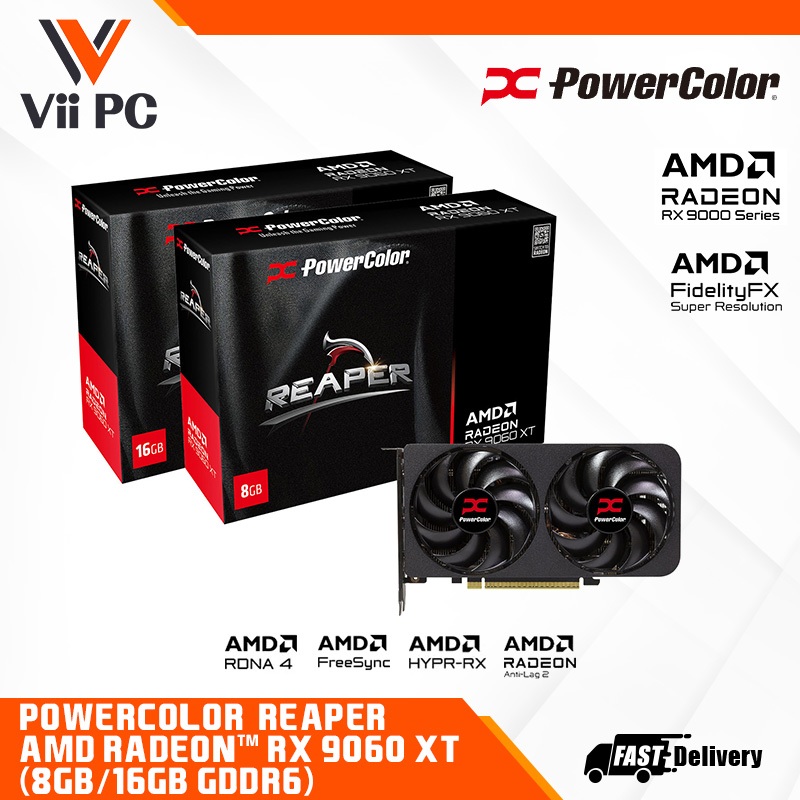 POWERCOLOR Reaper AMD Radeon RX 9060 XT / 9060XT / 9060 XT 8GB OR 16GB ...