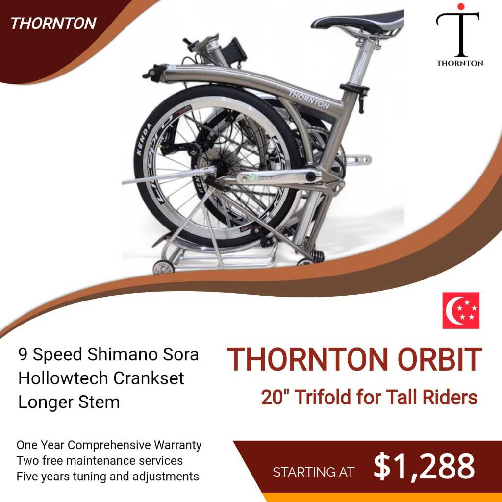 🇸🇬 Thornton Orbit | 20" Trifold | Tall Riders | 9 Speed Shimano Sora ...
