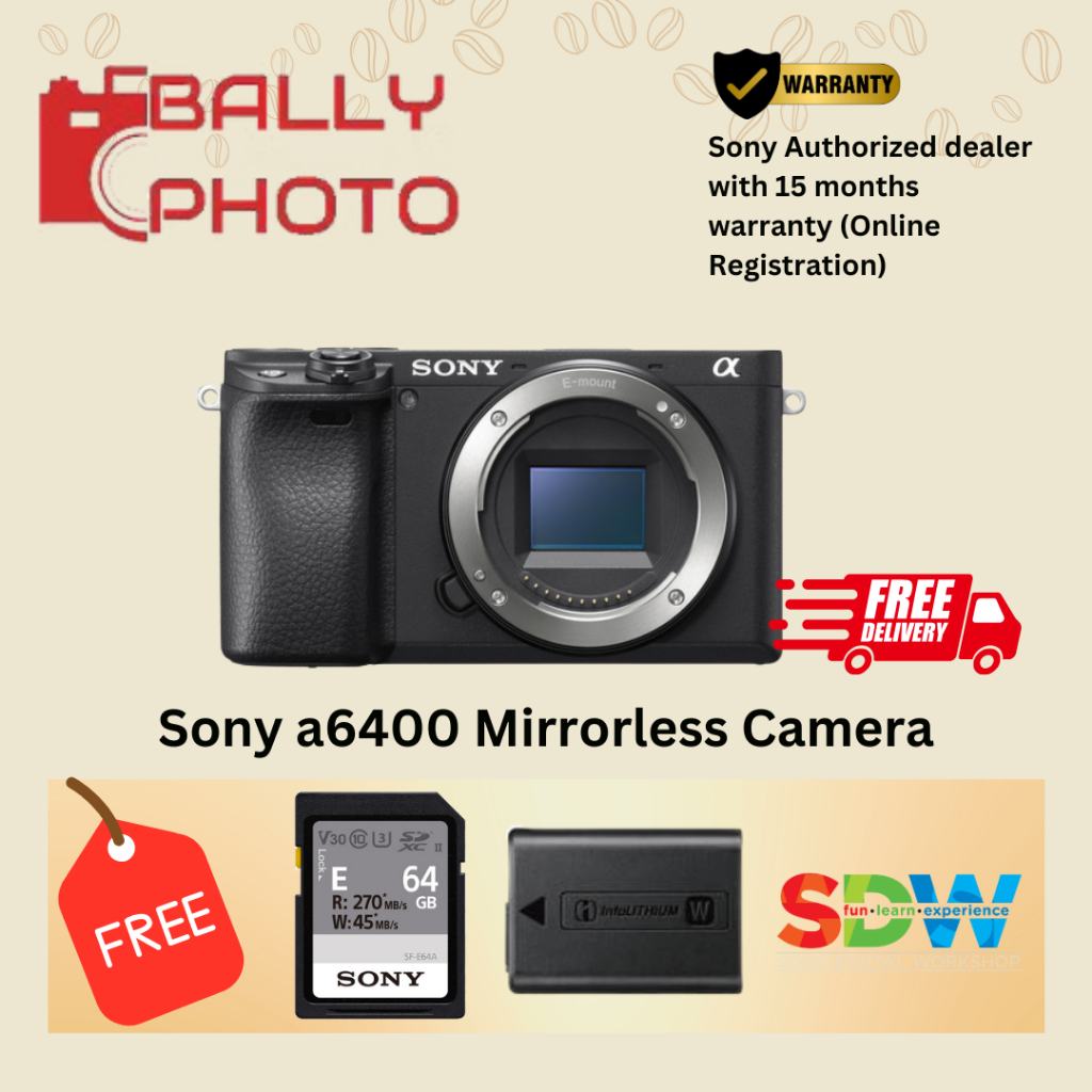 Sony ILCE-6400 / A6400 Mirrorless Camera (Free 64GB + NP-FW50 Battery ...