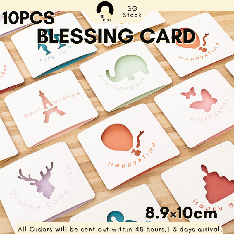 [SG] 10pcs Best Wishes Card Hollow Blessing Card Minimalist Greeting ...