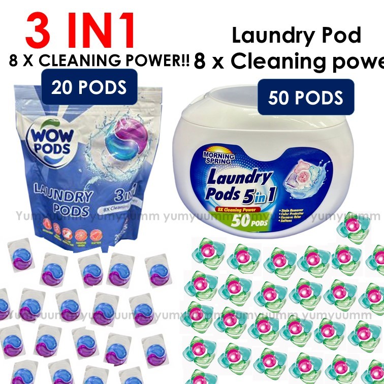 Laundry Capsules 5-in-1 Powerful Clean | Refill Pack Pods Rainforest ...
