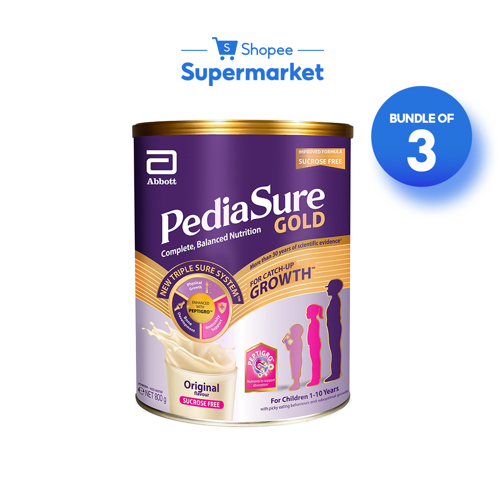 [Bundle of 3] Pediasure Gold with PeptiGro Classic Vanilla (1.6kg ...
