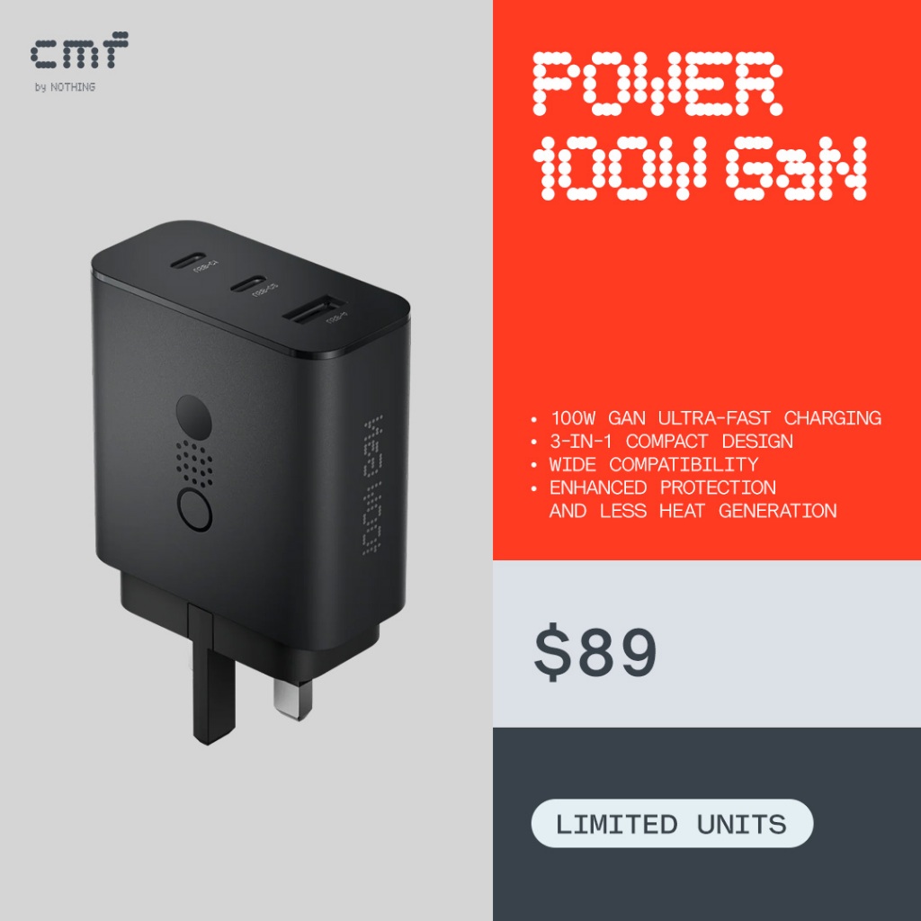 CMF Power 100W GaN Charger | 3-in-1 compact design | 100W GaN ultra ...