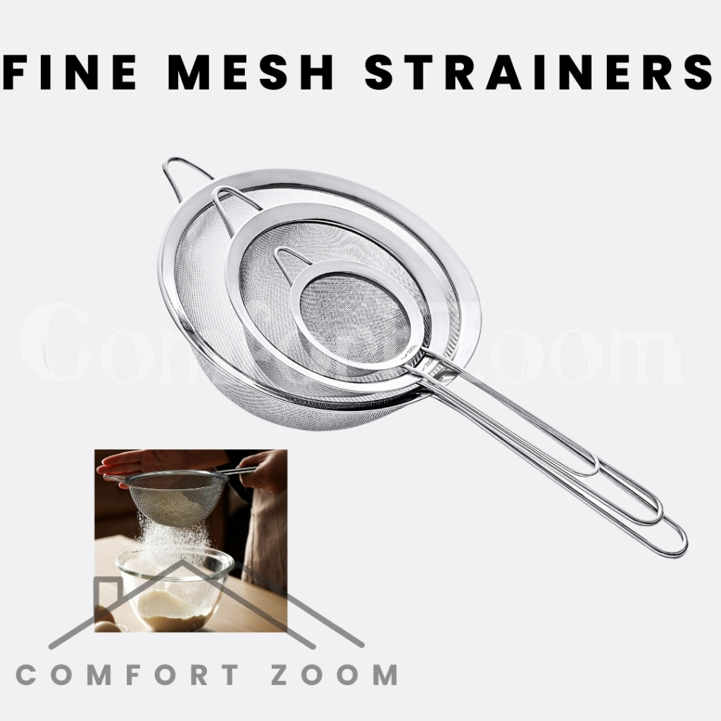 Fine Mesh Strainers Set / Premium Stainless Steel Colanders and Sifters ...