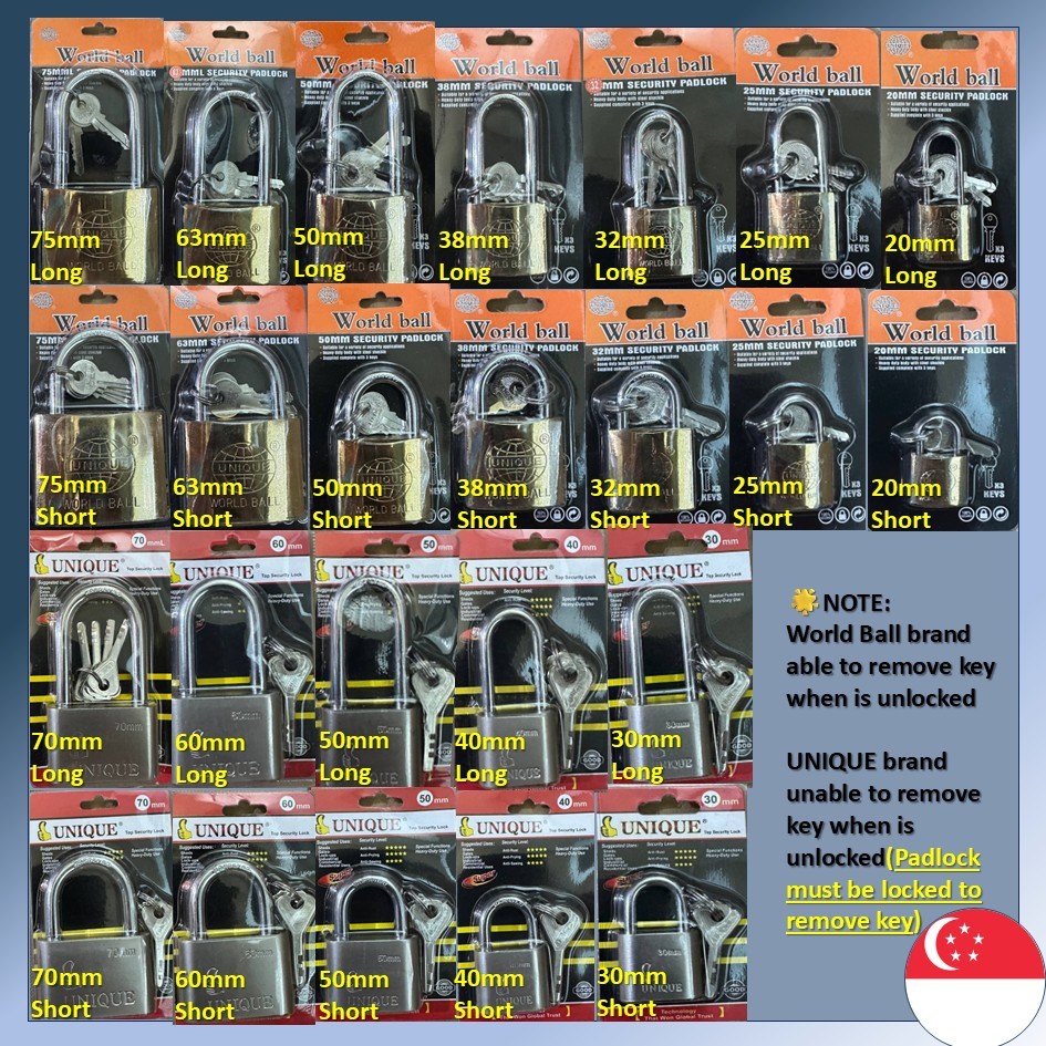 UNQIUE Padlok/WORLDBALL Padlock/SAFETY LOCK/Luggage Lock/Pad Lock/Lock ...