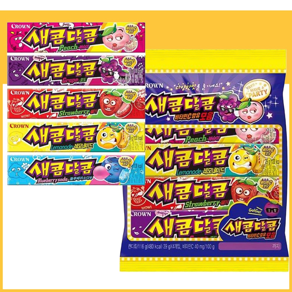 CROWN Sweet & Tangy Fruit Flavored Chewy Candy, 116g, Assorted 5 ...