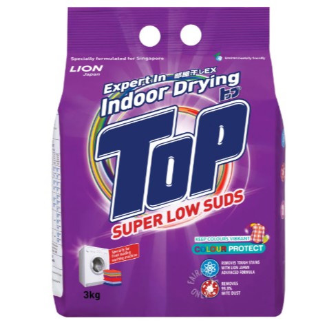 Top Detergent Powder Packet Super Low Suds Colour Protect 3kg | Shopee ...