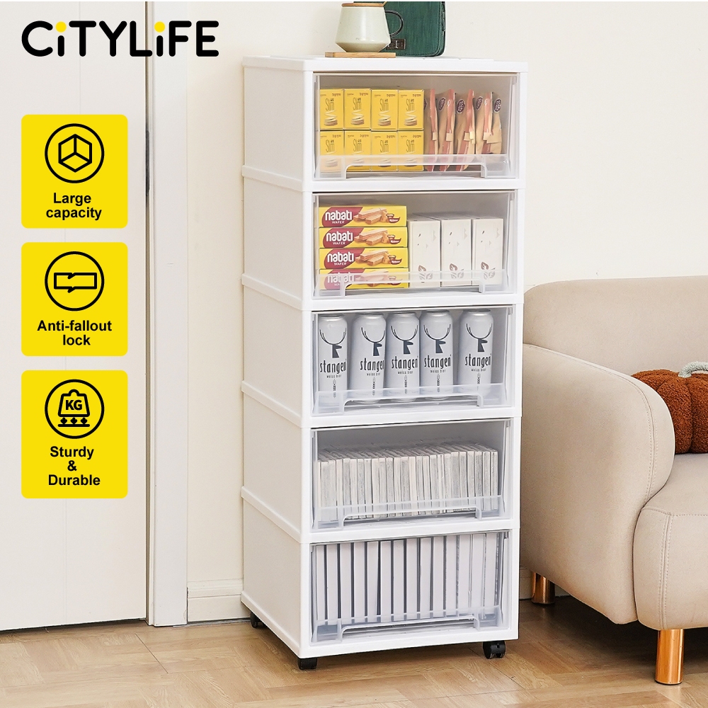 Citylife 135L 5Tier Storage Drawer Cabinet Movable Drawer Cabinet ...