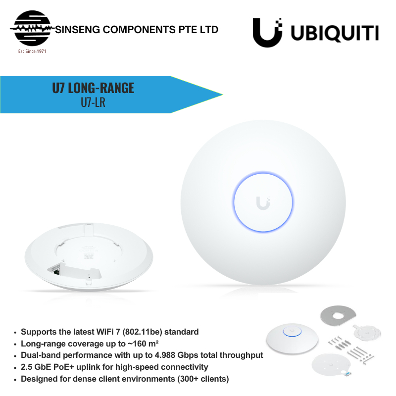 Ubiquiti UniFi U7‑LR Long Range Wi‑Fi 7 Dual‑Band U7 LR Access Point ...
