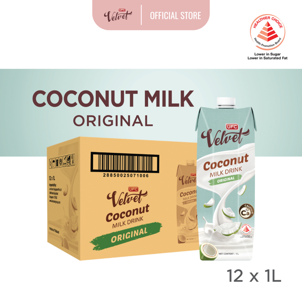 [Carton of 12] UFC Velvet Coconut Milk 1L - Original | Shopee Singapore