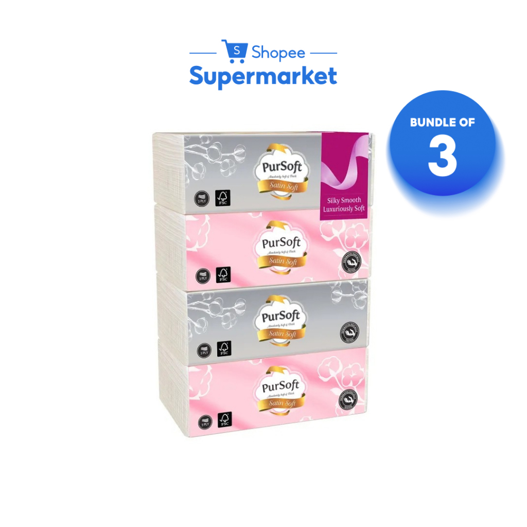 [Bundle of 3] PurSoft Satin Soft 3-ply Facial Softpack (4x106sheets ...