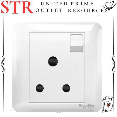 Schneider 15A 250V Round Pin Switch Socket, White, USE FOR AIRCON ...