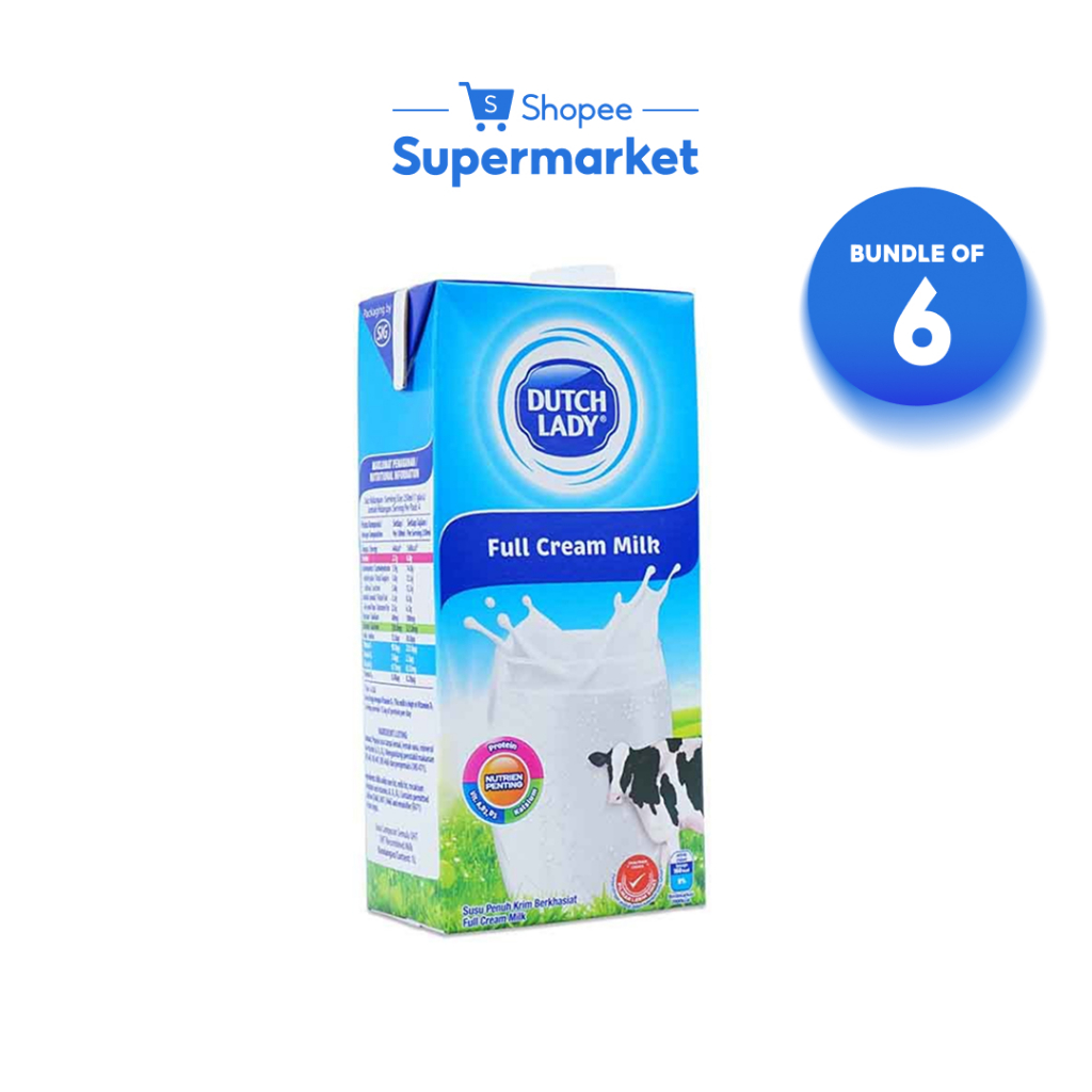 [Bundle of 6] Dutch Lady Full Cream Milk (1L) | Shopee Singapore