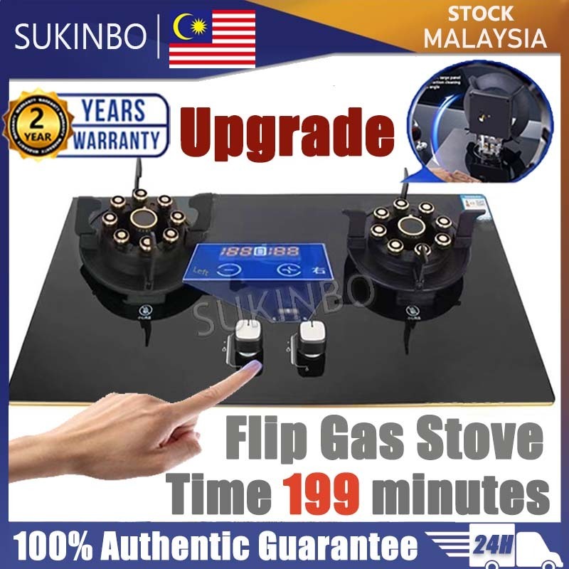 SUKINBO 【Upgraded】Stainless Steel Flip Gas Stove Built-in/Tabletop Gas ...