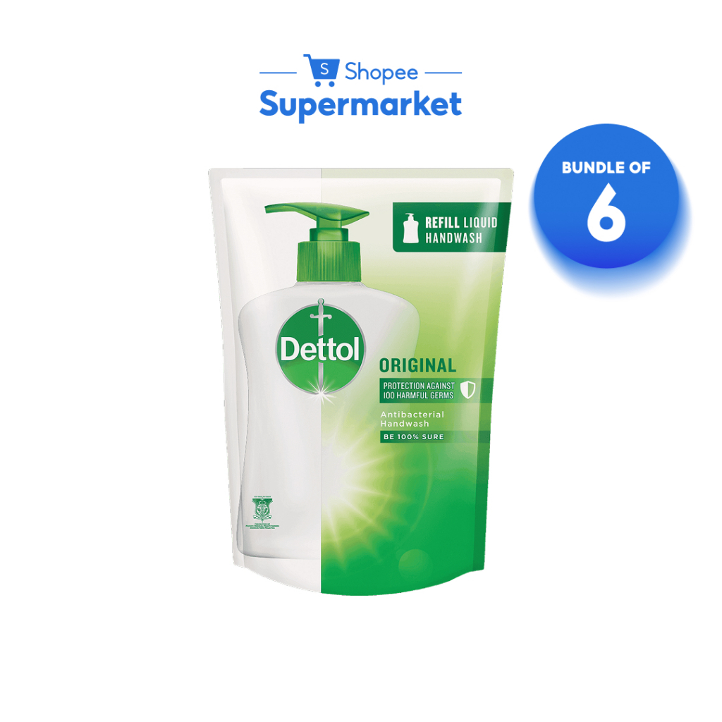 [Bundle of 6] Dettol Anti-Bacterial Hand Wash - Original - Refill Pouch ...